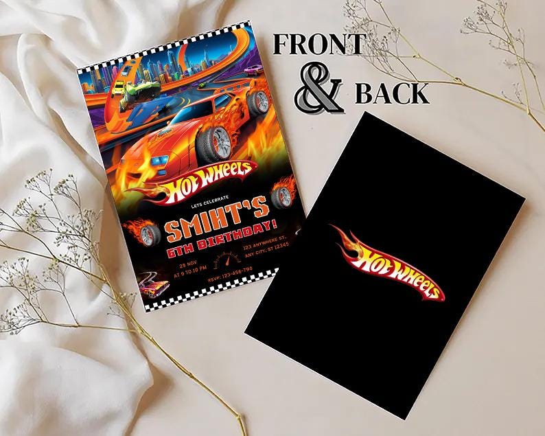Editable Hot Cars Invitation, Hot Wheels Invitation, Hot Race Cars ...