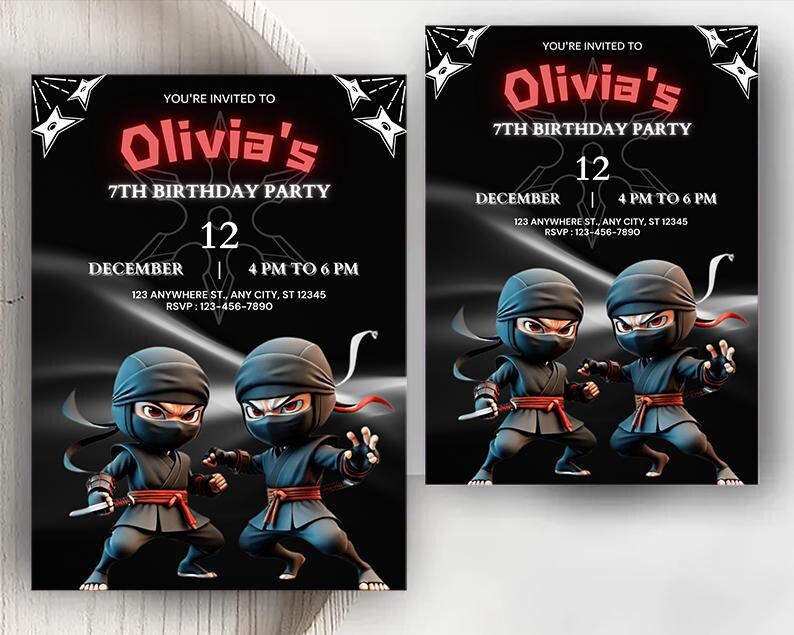 Editable Ninja Birthday Invitation Template: Printable Karate Party ...
