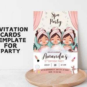 Girls Spa Birthday Invitation: Pamper Party, Glam Theme (editable ...
