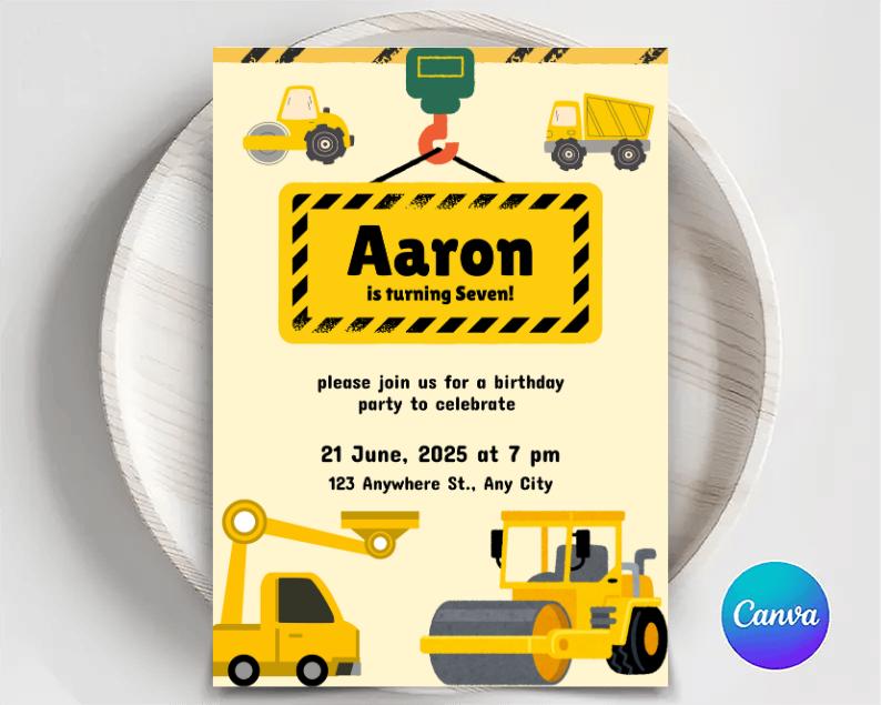 Construction Birthday Invitation Dump Everything Birthday Invitation ...