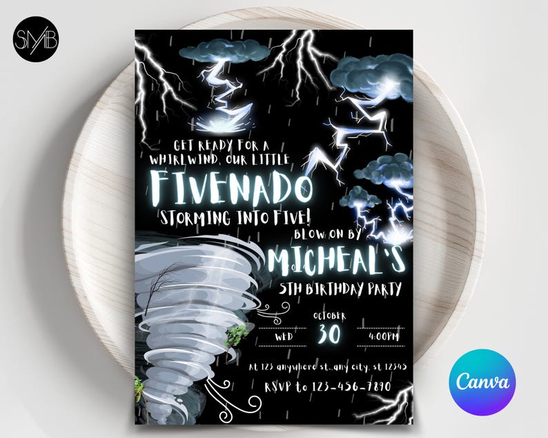 Editable Tornado Birthday Party Invitation Template / Tornado Party ...