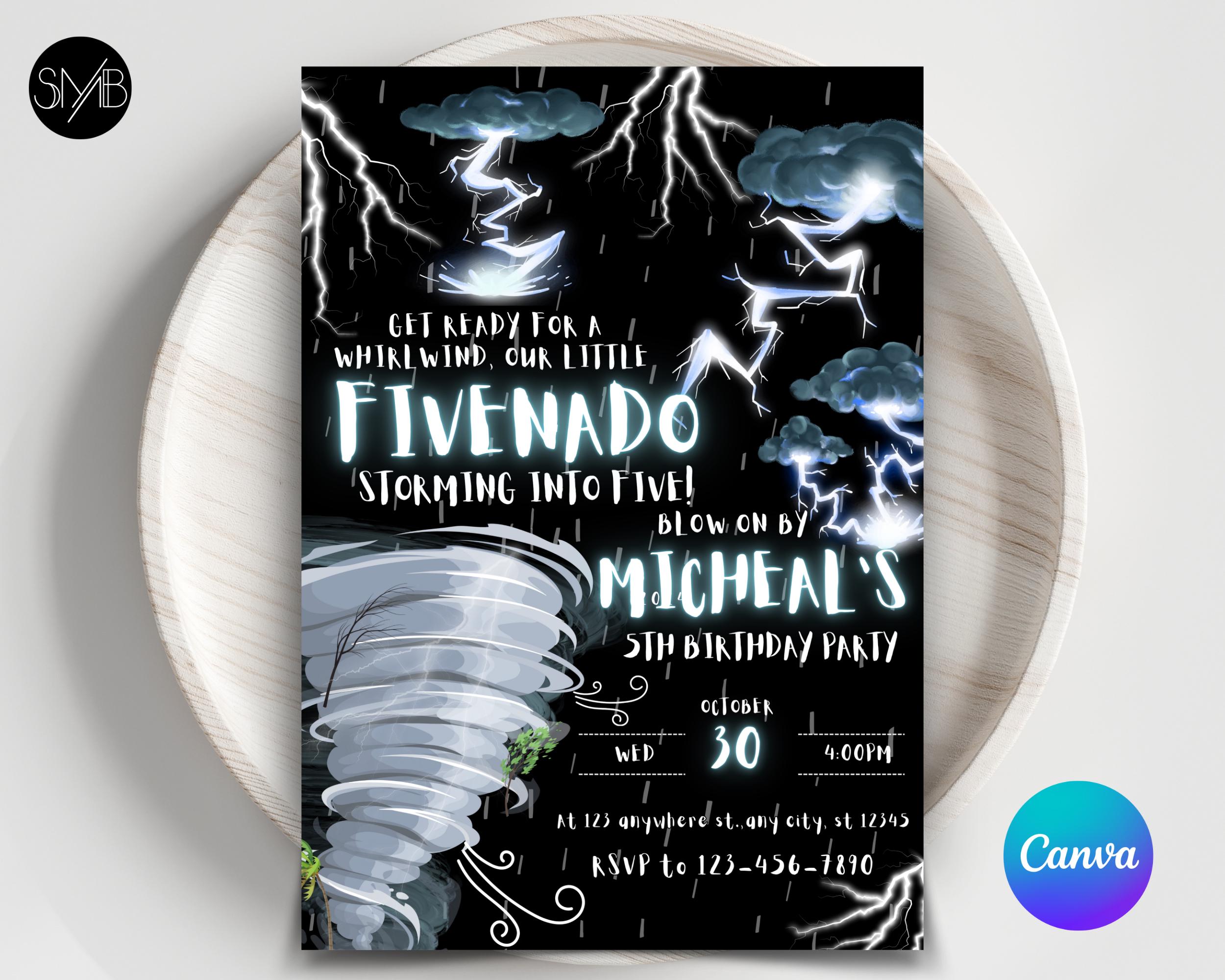 Editable Tornado Birthday Party Invitation Template / Tornado Party ...