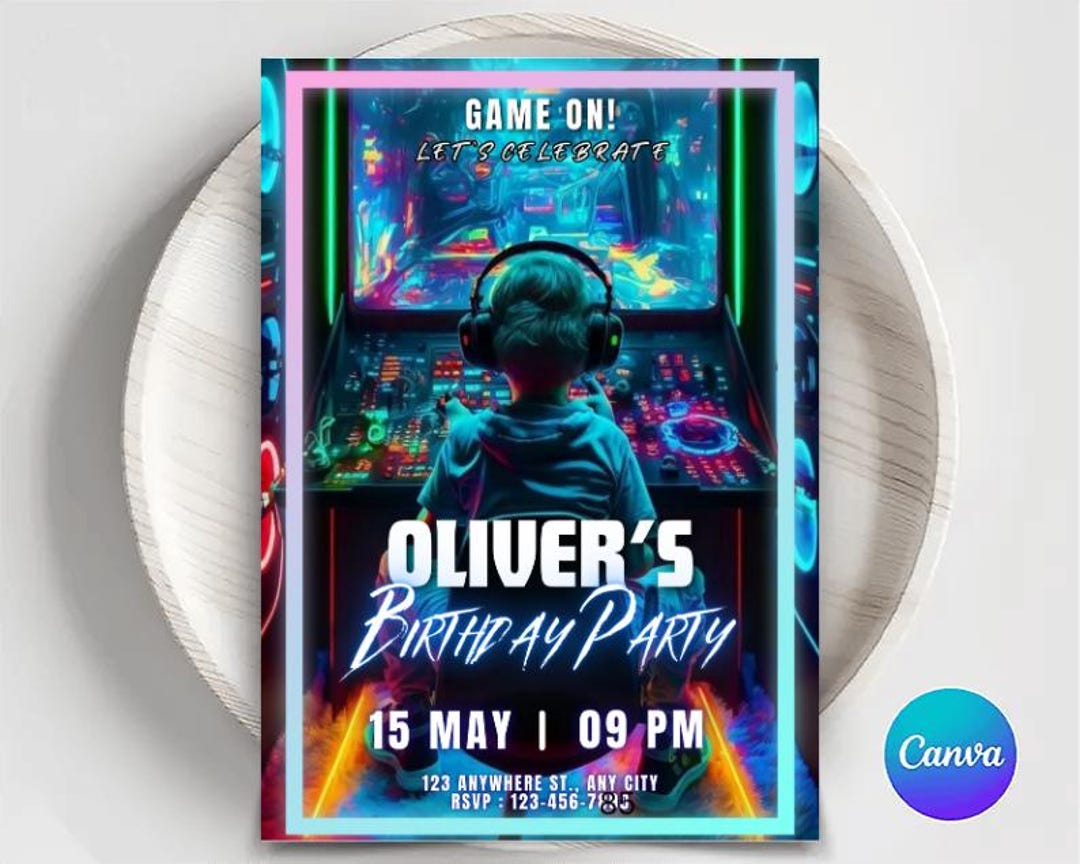 Editable Game on Invitation, Video Game Invitation Template, Video Game ...