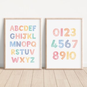 Rainbow Alphabet and Numbers Posters | Set of 2 Educational Prints ...