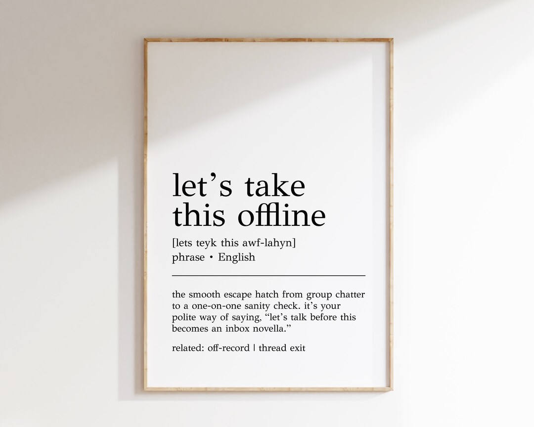 Let's Take This Offline Definition Print: Funny Office Decor (digital ...