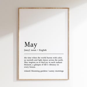 May Definition Print | Spring Decor | May Print | Spring Wall Art ...