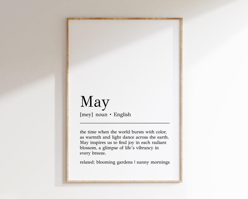 May Definition Print: Minimalist Spring Wall Art (digital Print) - Etsy