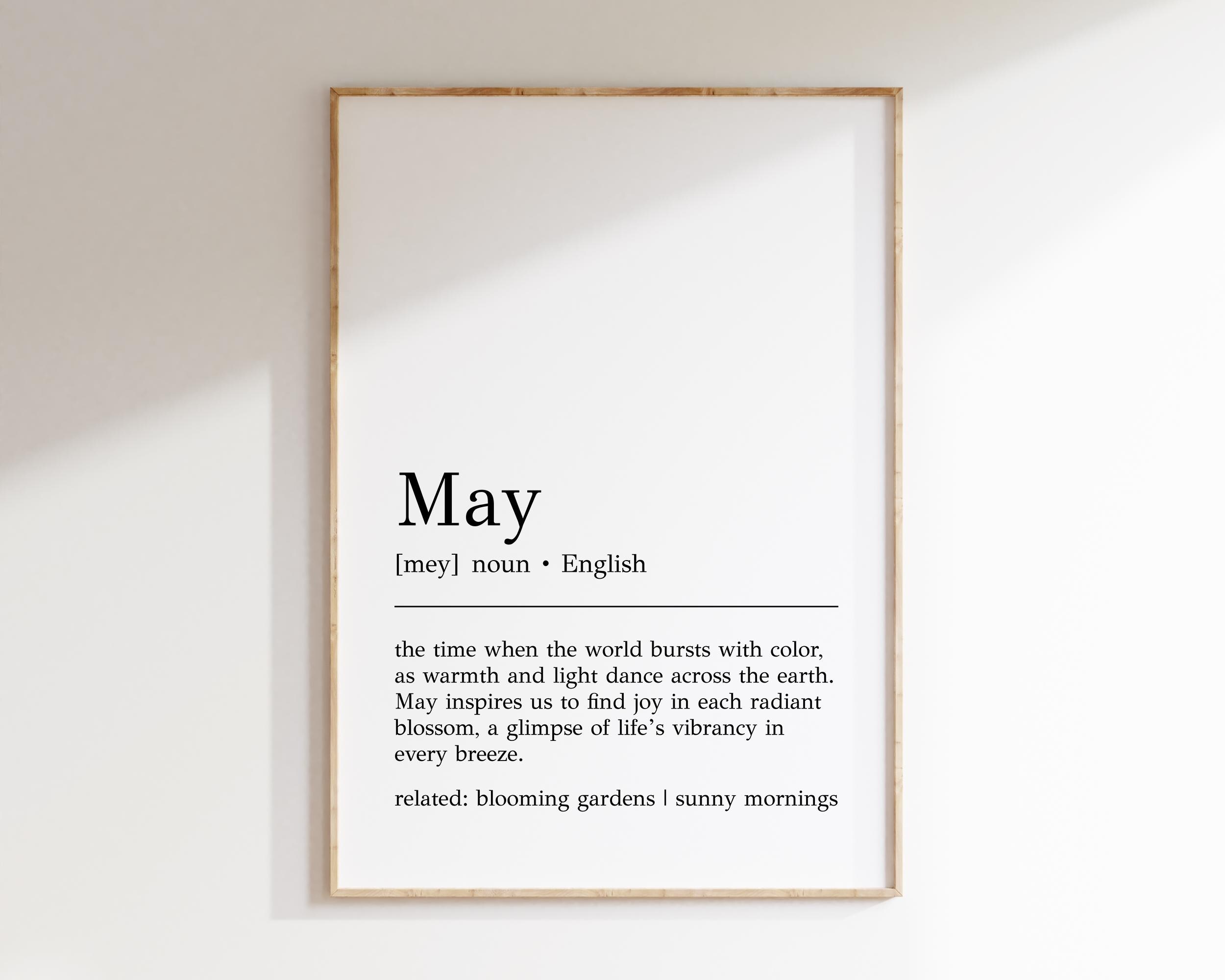 May Definition Print: Minimalist Spring Wall Art (digital Print) - Etsy