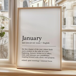 January Definition Print | January Decor | Winter Print | Minimalist ...