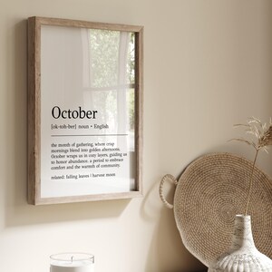 October Definition Print | Fall Wall Art | Inspirational Art | Autumn ...