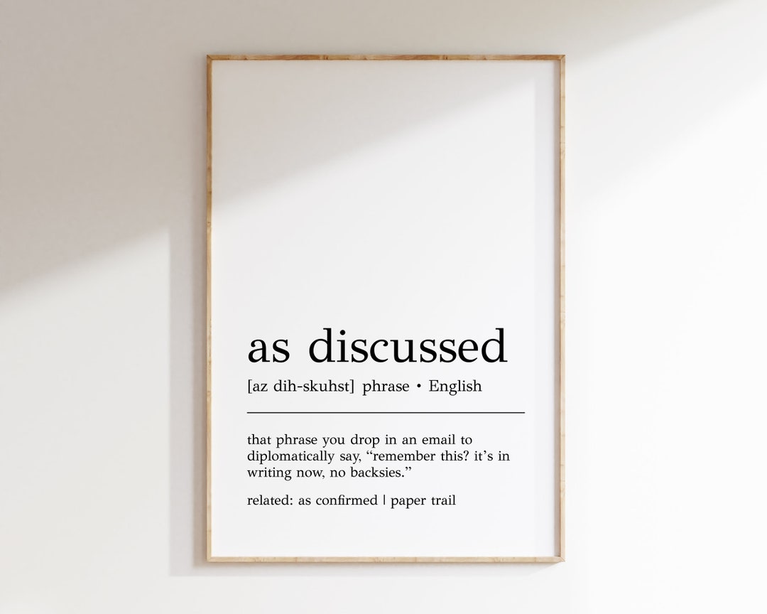 As Discussed Definition Print | Funny Office Decor | as Discussed Wall ...