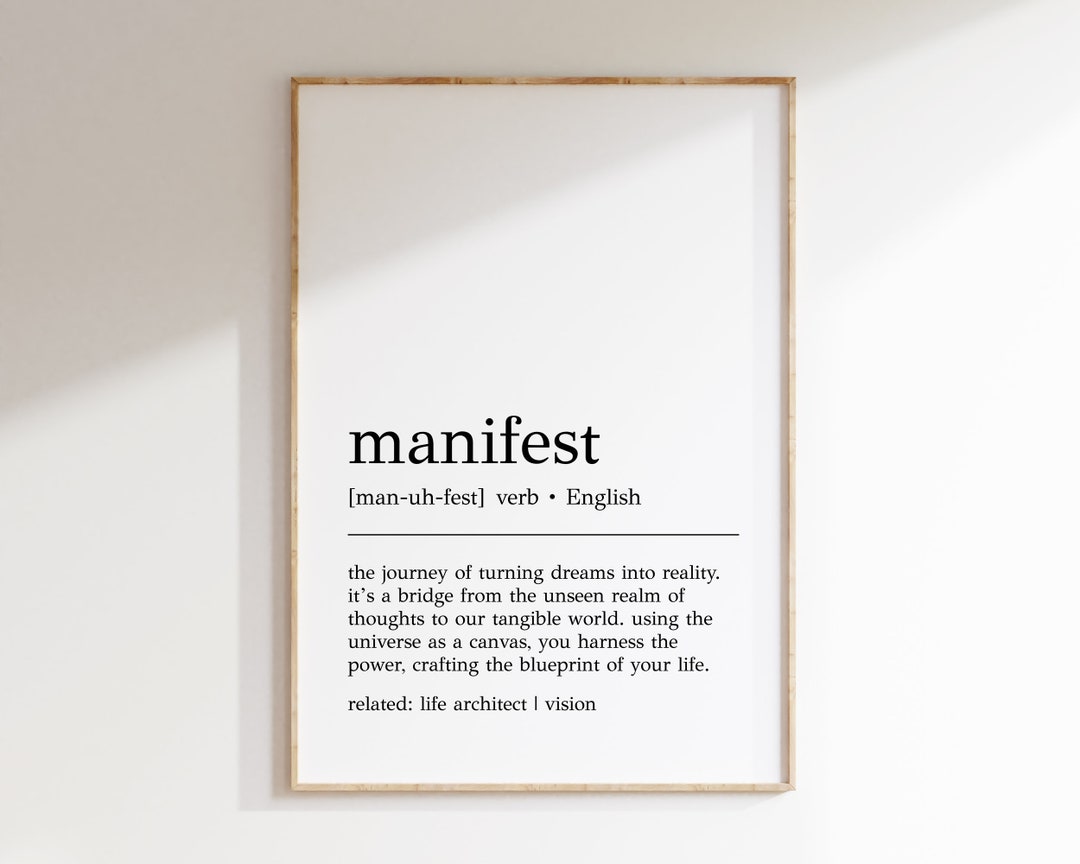 Manifest Definition Print | Manifest Wall Art | Law of Attraction Print ...