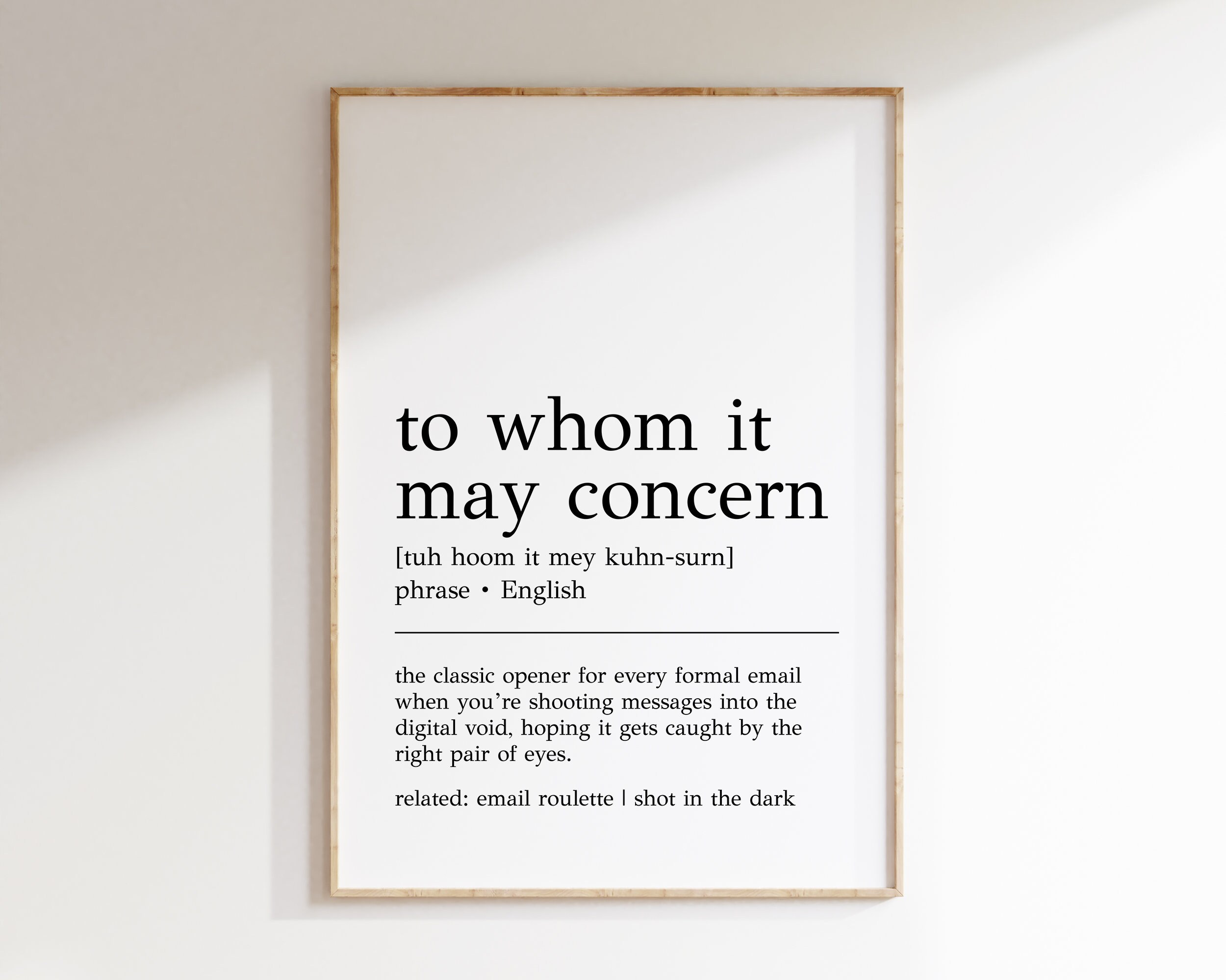To Whom It May Concern Definition Print Funny Office Decor - Etsy