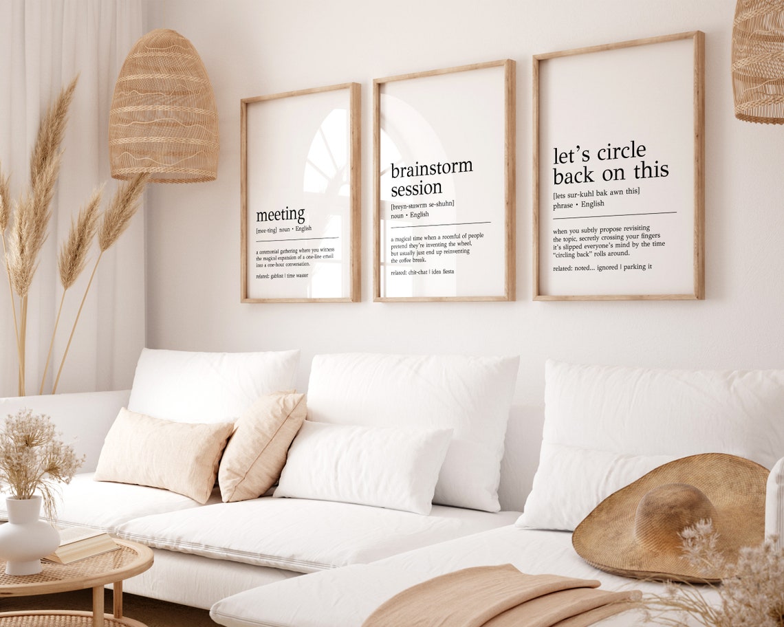 Funny Meeting Room Wall Art set of 3 Prints Office Humor Prints Quirky ...