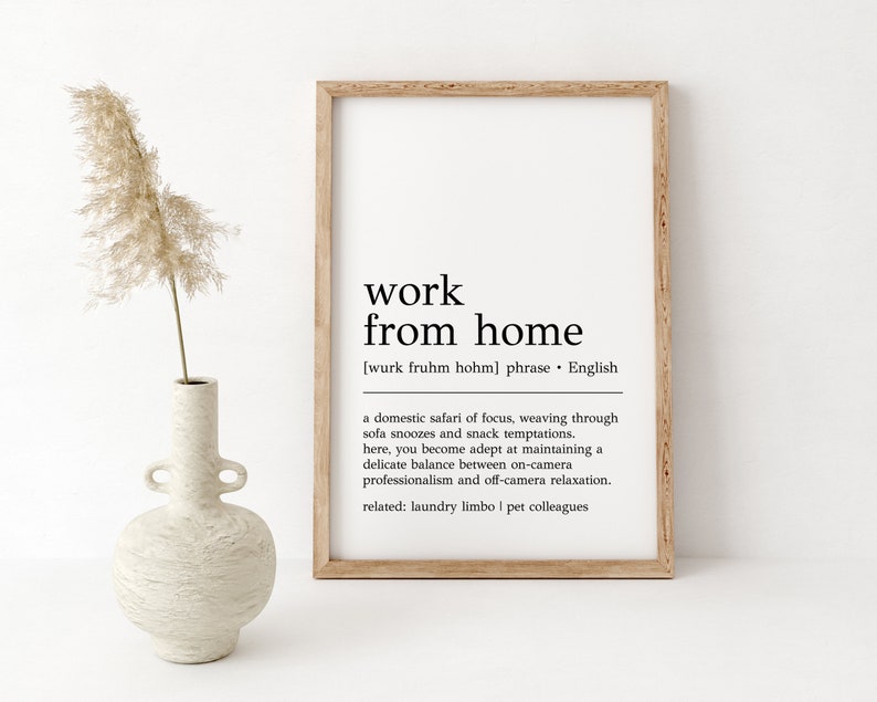 Work From Home Definition Print | Funny Office Decor | Work From Home ...