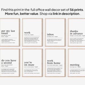 Work From Home Definition Print | Funny Office Decor | Work From Home ...