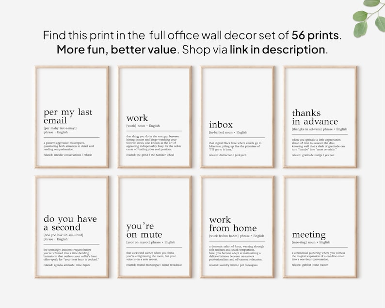 Work From Home Definition Print | Funny Office Decor | Work From Home ...