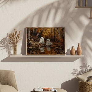 Halloween Print | Fall Forest Print | Halloween Wall Art | Ghost Art ...