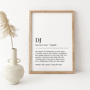 DJ Definition Print | DJ Wall Art | DJ Gift | Deejay Gift | Dj Wall ...