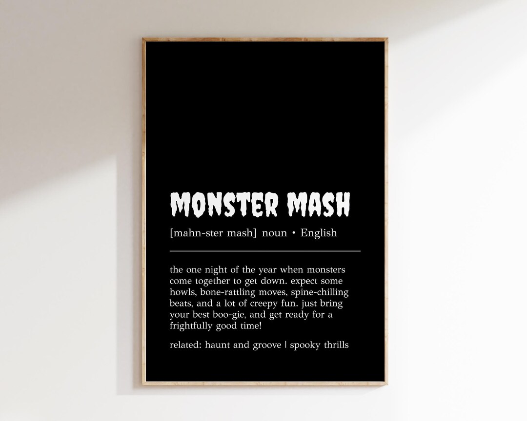 Monster Mash Definition Print | Halloween Decor | Spooky Art | Funny Halloween Print | Halloween ...