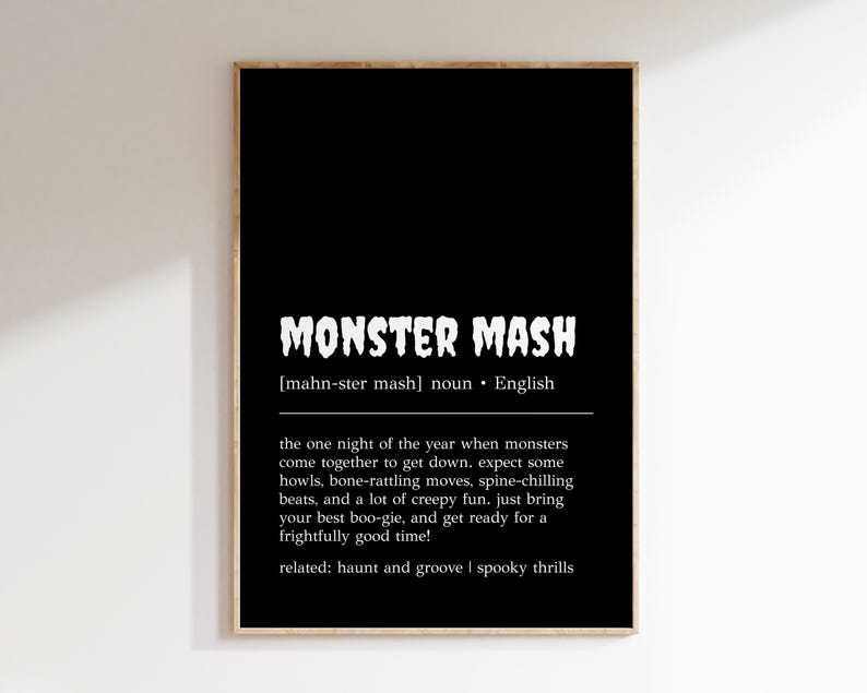 Monster Mash Definition Print: Funny Halloween Poster (digital Download ...