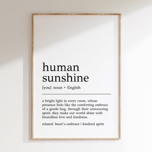 Human Sunshine Definition Print: Inspirational Wall Art (digital Print ...