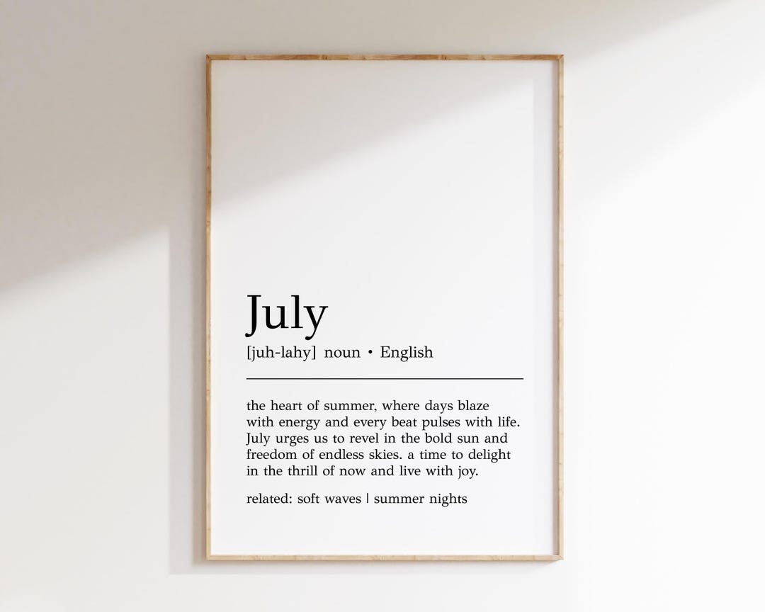 July Definition Print | Summer Decor | July Wall Art | Summer Print ...