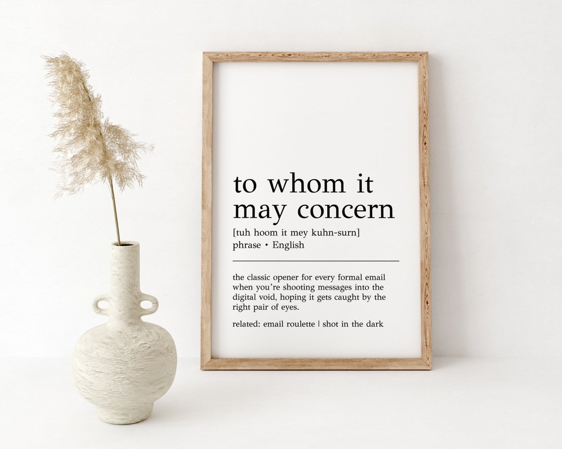 To Whom It May Concern Definition Print Funny Office Decor - Etsy
