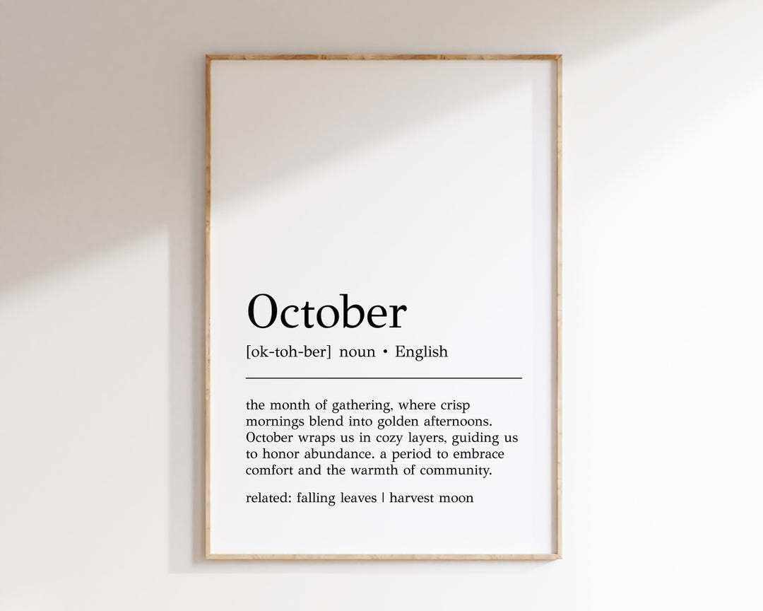 October Definition Print | Fall Wall Art | Inspirational Art | Autumn ...
