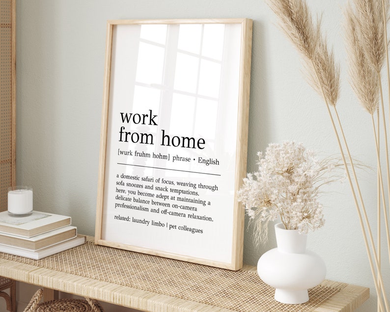 Work From Home Definition Print | Funny Office Decor | Work From Home ...
