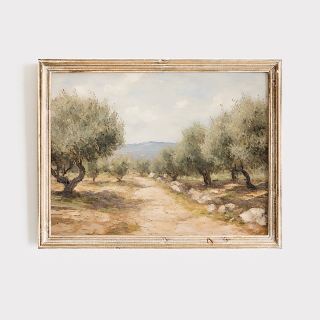 Italian Olive Trees Landscape Print | Landscape Oil Painting | Digital ...