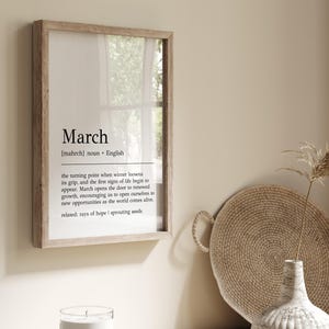March Definition Print: Minimalist Spring Wall Art (digital Download ...