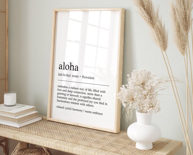 Aloha Definition Print Hawaiian Wall Art Aloha Poster - Etsy