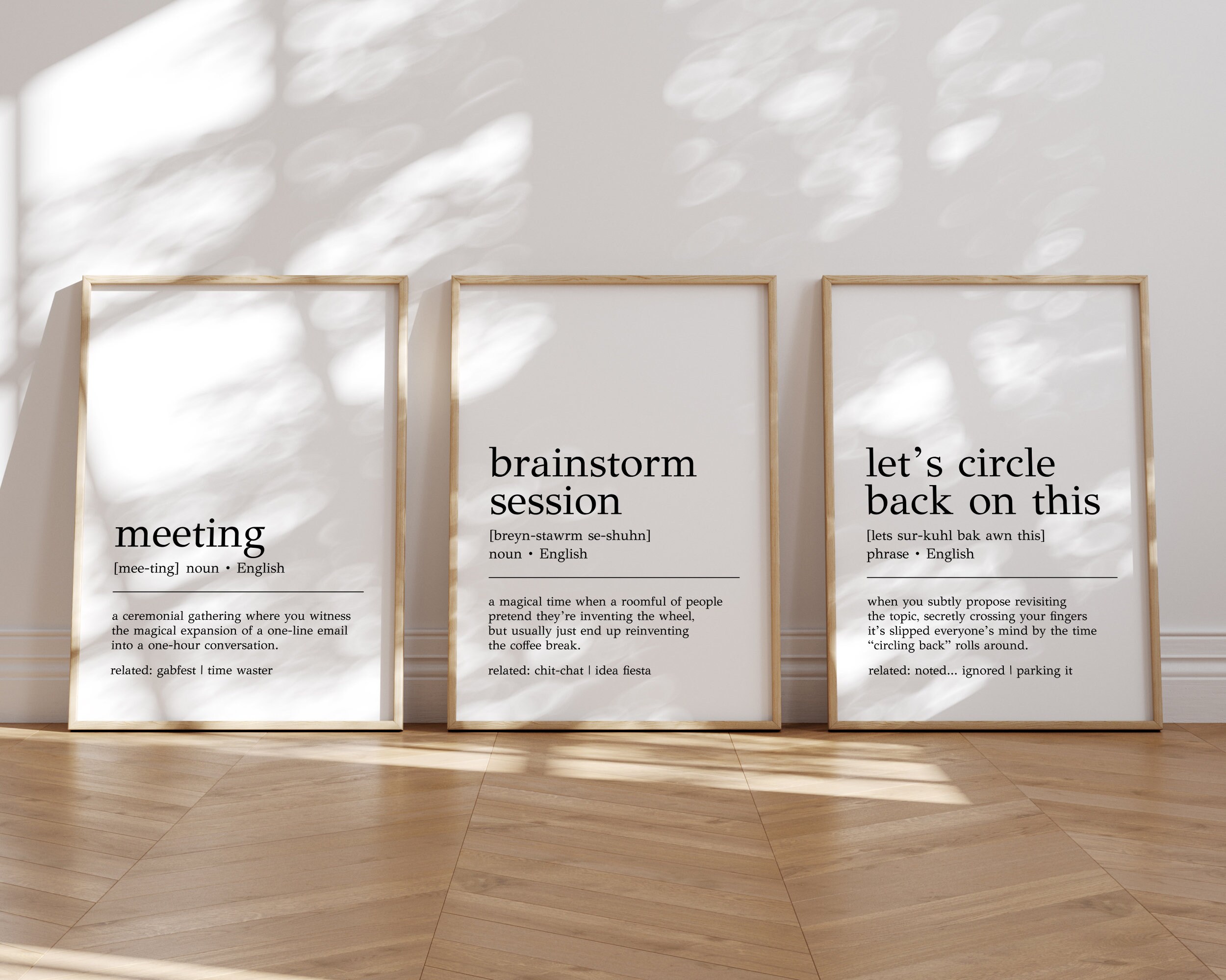 Funny Meeting Room Wall Art set of 3 Prints Office Humor Prints Quirky ...