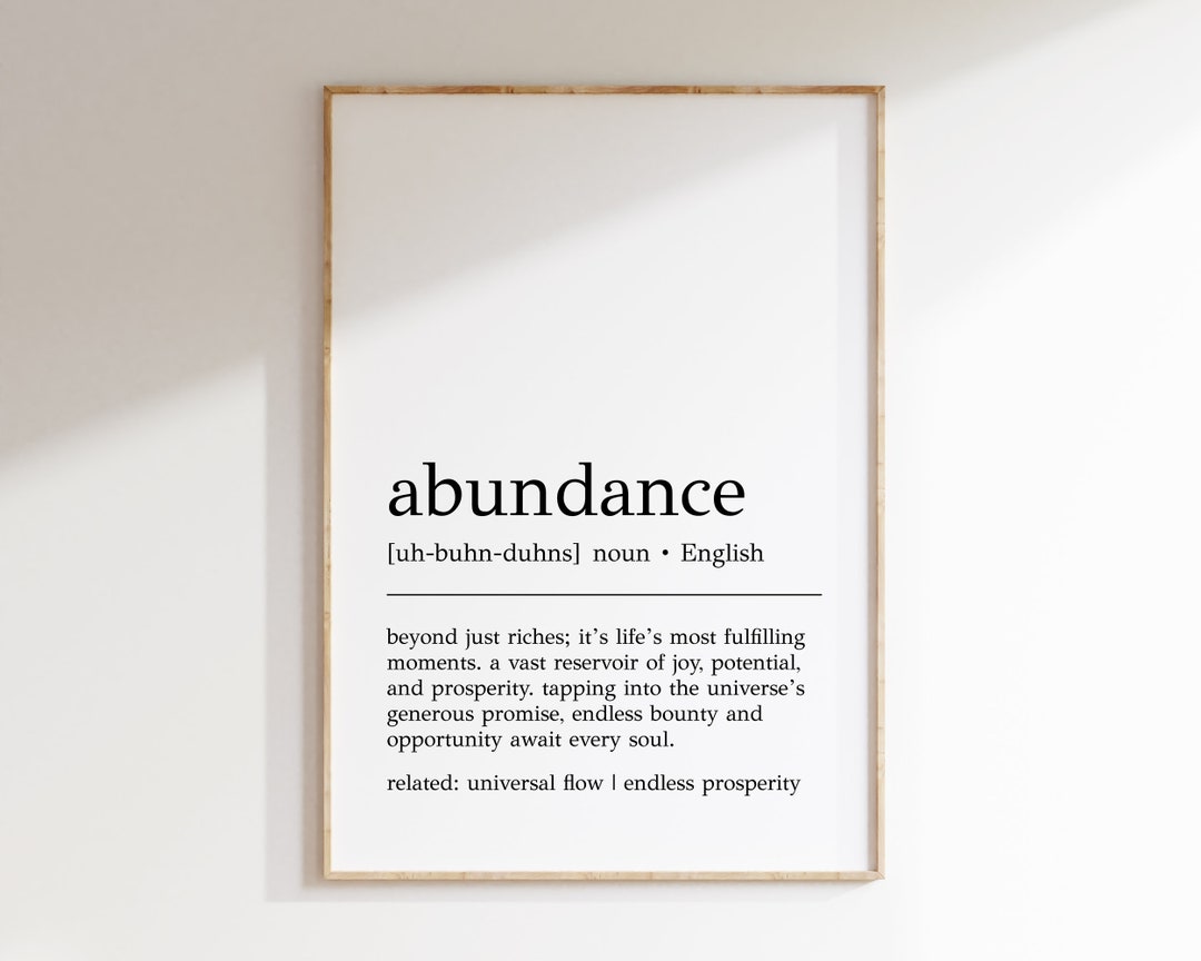 Abundance Definition Print | Abundance Wall Art | Law of Attraction ...