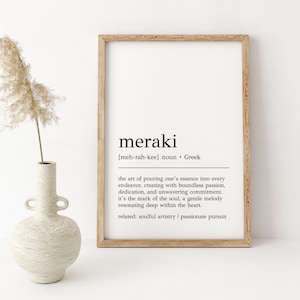Meraki Definition Print | Meraki Wall Art | Meraki Poster | Definition ...