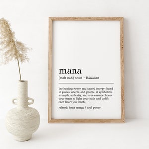 Mana Definition Print: Minimalist Hawaiian Wall Art (digital Download ...