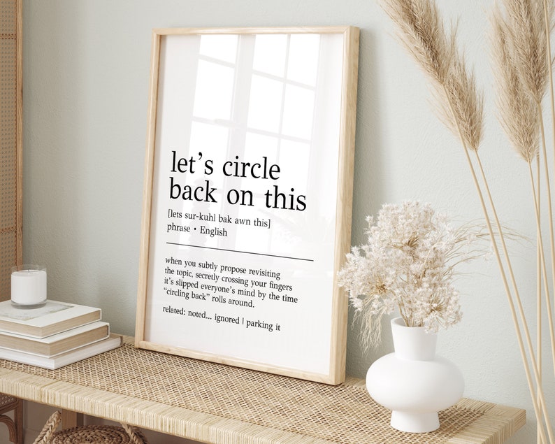 Let's Circle Back Definition Print | Funny Office Wall Art | Home ...