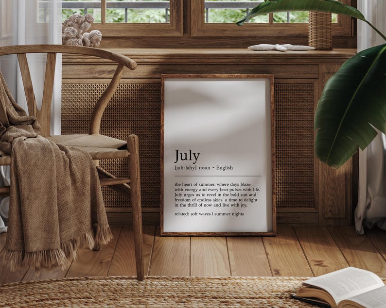 July Definition Print: Minimalist Summer Wall Art (digital Print) - Etsy