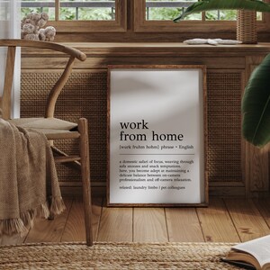 Work From Home Definition Print | Funny Office Decor | Work From Home ...