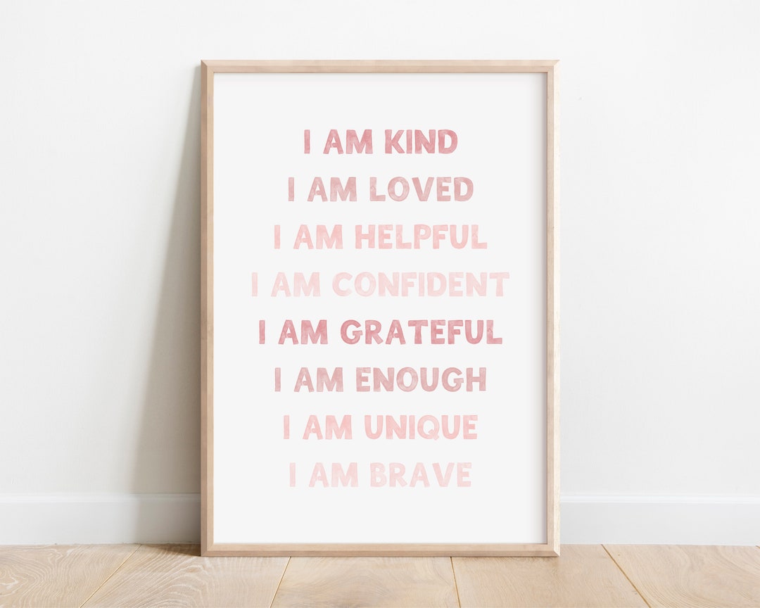 Pink Affirmation Poster for Kids | Digital Print | Kids Affirmation ...