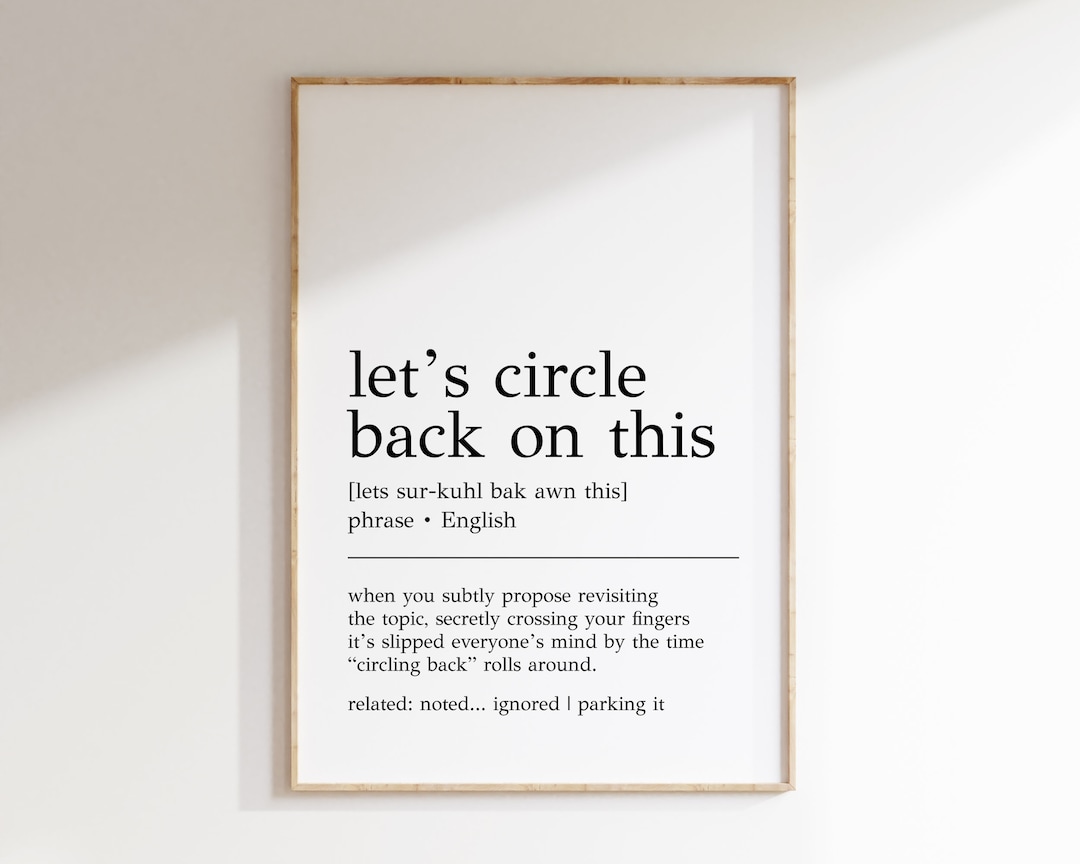 Let's Circle Back Definition Print | Funny Office Wall Art | Home ...