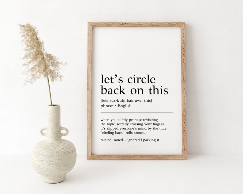 Let's Circle Back Definition Print | Funny Office Wall Art | Home ...