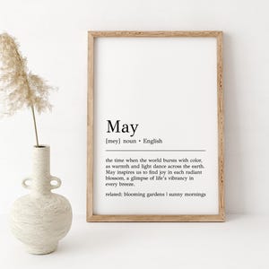May Definition Print | Spring Decor | May Print | Spring Wall Art ...