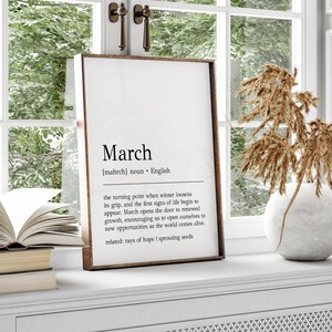 March Definition Print: Minimalist Spring Wall Art (digital Download ...