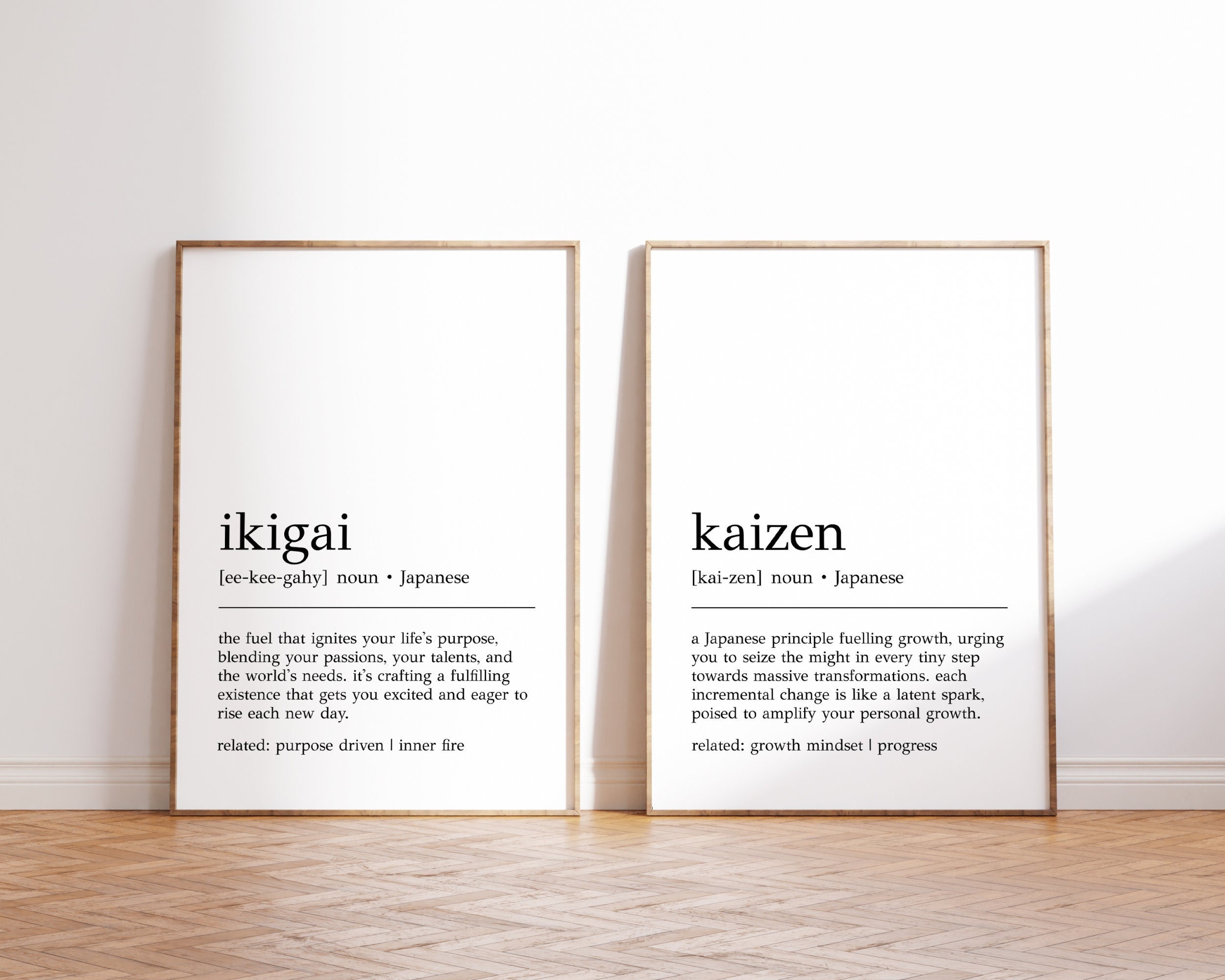 Ikigai and Kaizen Definition Prints Set of 2 Japanese - Etsy