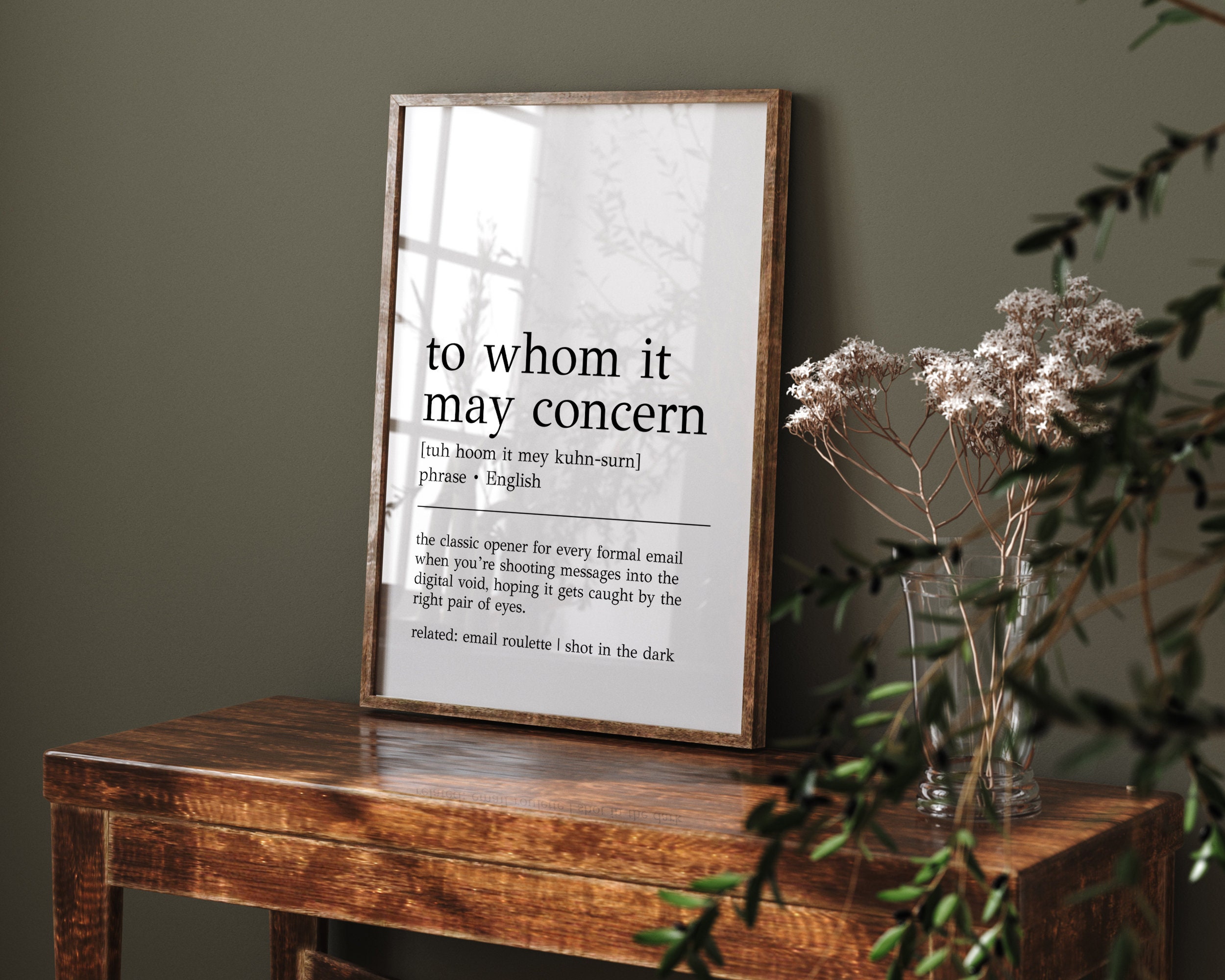 To Whom It May Concern Definition Print Funny Office Decor - Etsy