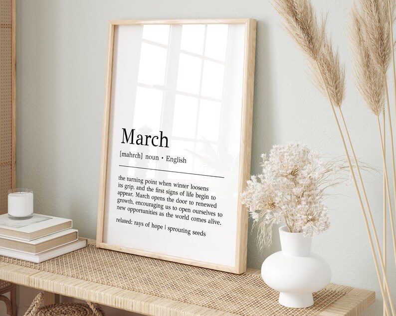 March Definition Print: Minimalist Spring Wall Art (digital Download ...