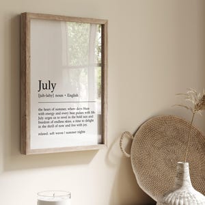 July Definition Print: Minimalist Summer Wall Art (digital Print) - Etsy