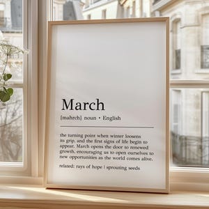 March Definition Print: Minimalist Spring Wall Art (digital Download ...